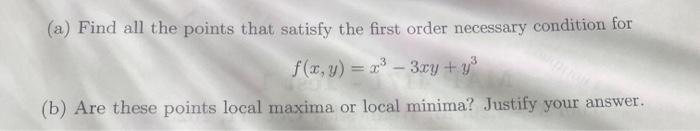 Solved (a) Find all the points that satisfy the first order | Chegg.com