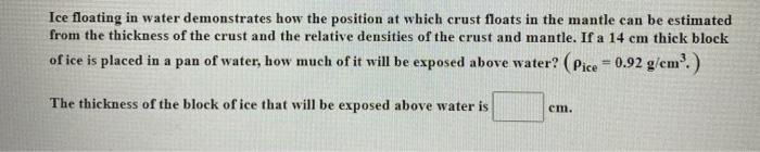 Solved Ice floating in water demonstrates how the position | Chegg.com