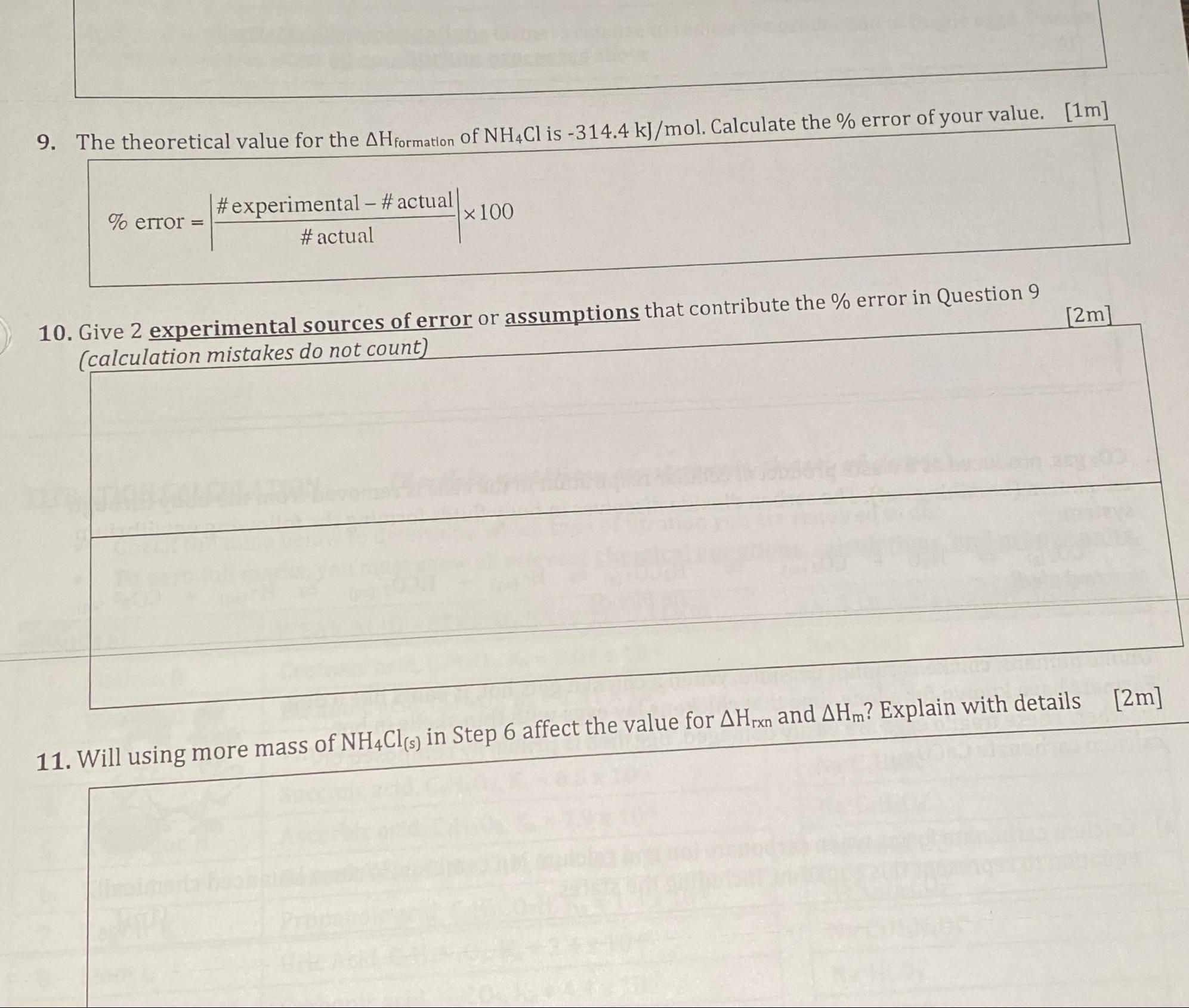 Solved The theoretical value for the ΔHformation ﻿of NH4Cl | Chegg.com