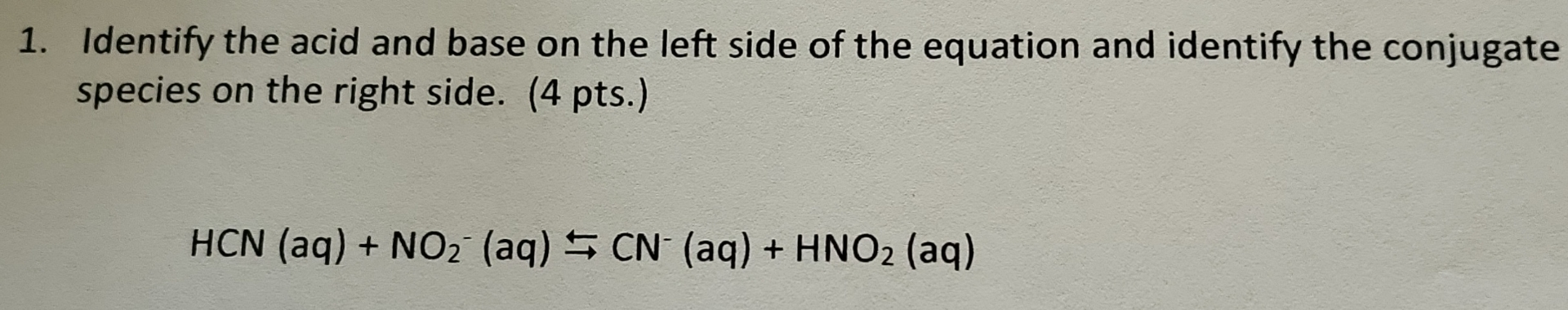Solved Identify the acid and base on the left side of the | Chegg.com