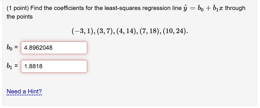 Solved Find the coefficients for the least-squares | Chegg.com