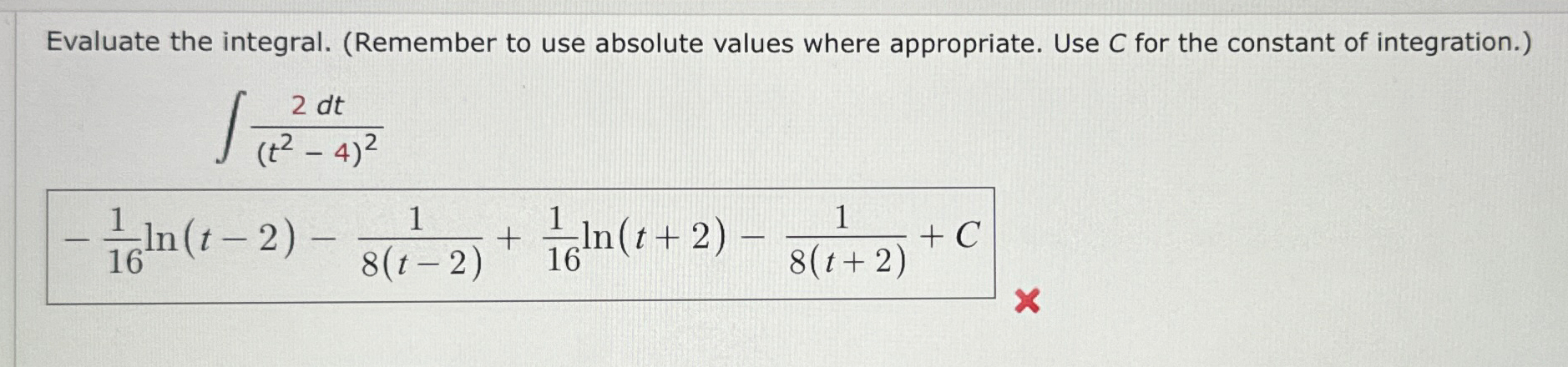 Solved Evaluate the integral. (Remember to use absolute | Chegg.com