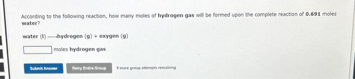 Solved According to the following reaction, how many moles | Chegg.com