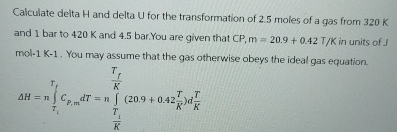 Solved Calculate delta H and delta U for the transformation | Chegg.com