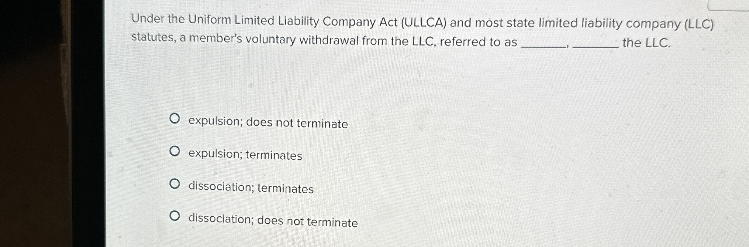 Solved Under the Uniform Limited Liability Company Act | Chegg.com