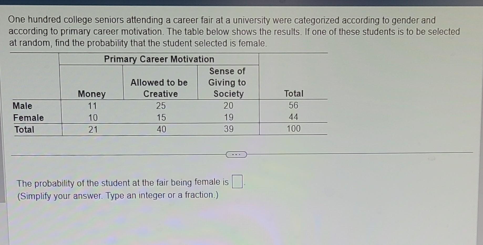 Solved One hundred college seniors attending a career fair | Chegg.com