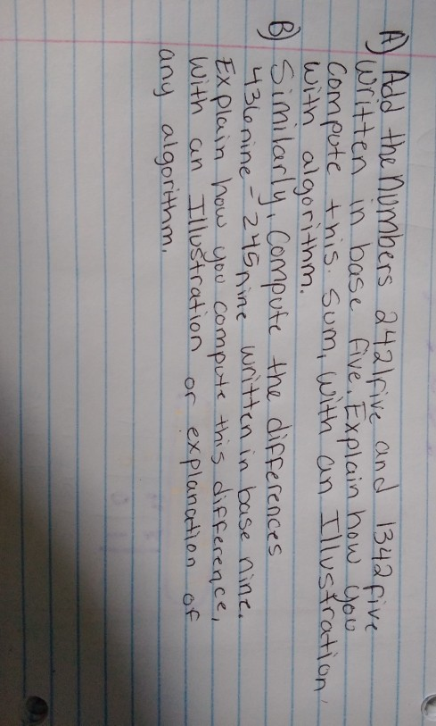 Solved A A Add the numbers 24alfive and 1342 five Written in | Chegg.com