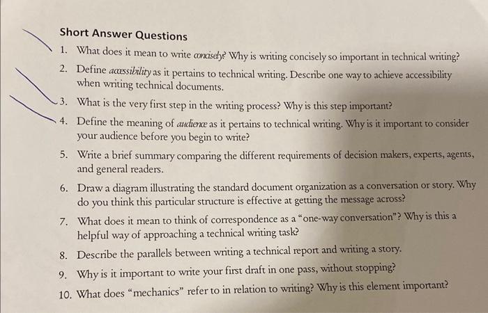 Multiple Choice Questions 1. Wrining in the technical | Chegg.com