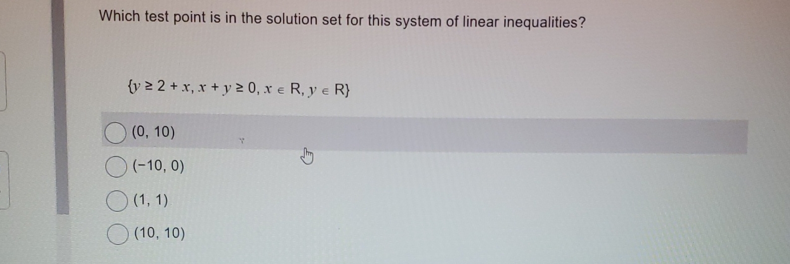 Solved Which test point is in the solution set for this | Chegg.com