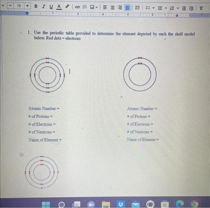 Solved 1. Use the periodic table provided to determine the | Chegg.com