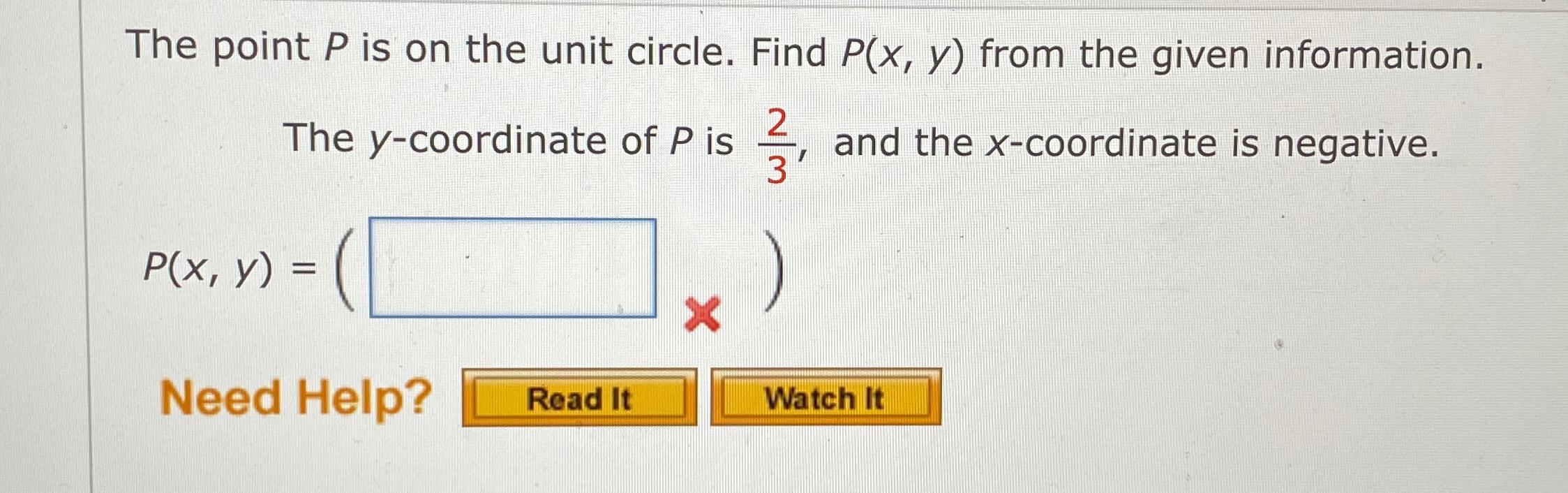 Solved The point P ﻿is on the unit circle. Find P(x,y) ﻿from | Chegg.com