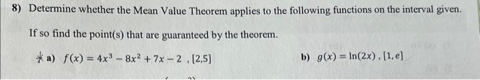 Solved how can i use Median value theorem on these problems | Chegg.com