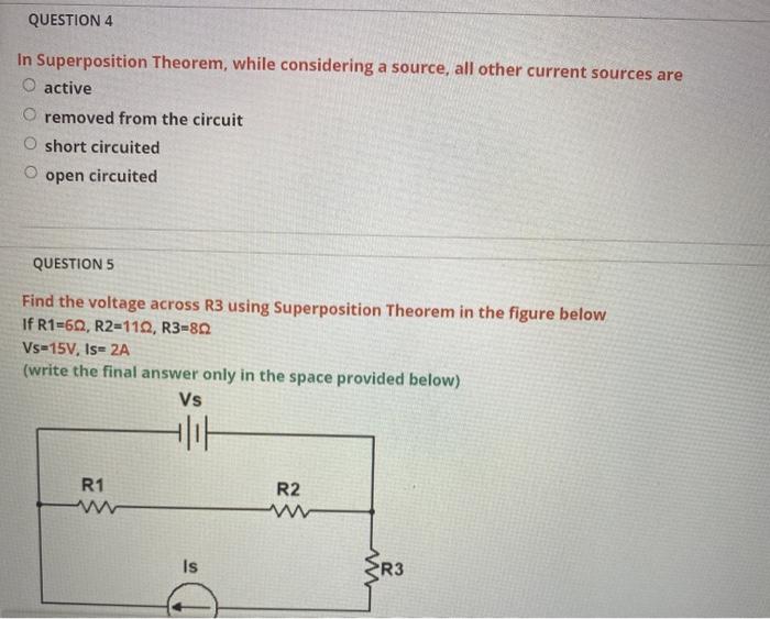 Solved QUESTION 1 Use Superposition Theorem to find the | Chegg.com