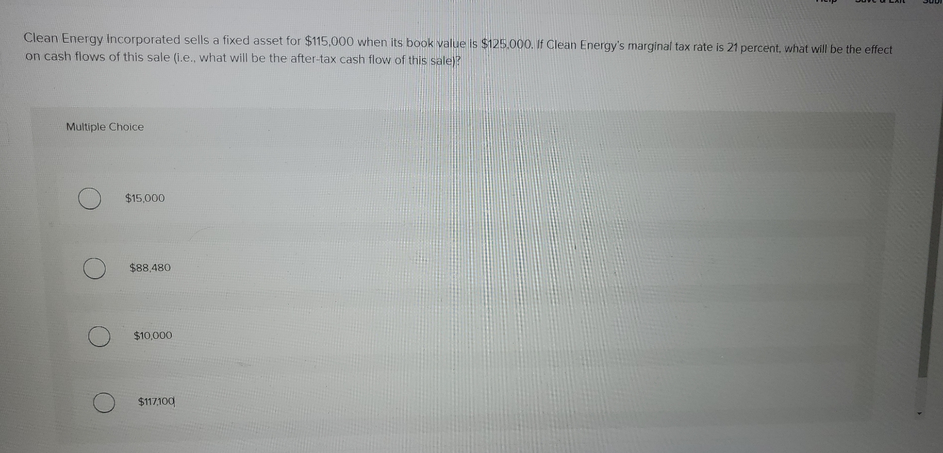 Solved Clean Energy Incorporated sells a fixed asset for | Chegg.com