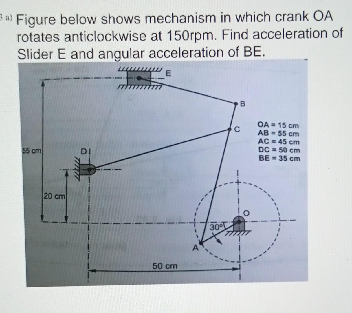 Solved Ba) Figure below shows mechanism in which crank OA | Chegg.com