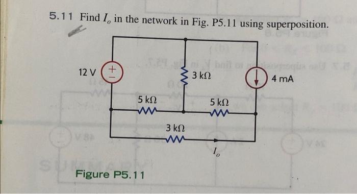 Solved 5.11 Find I, in the network in Fig. P5.11 using | Chegg.com