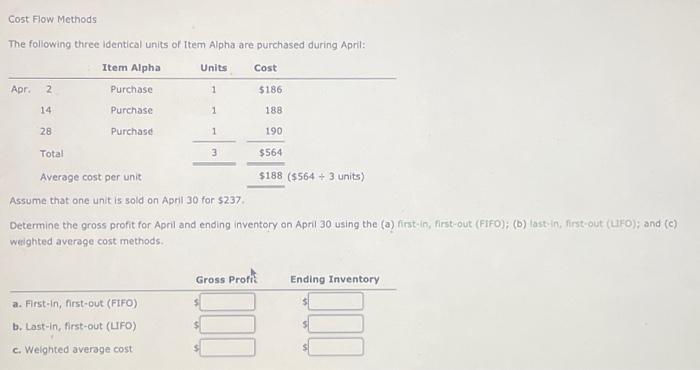 Solved Cost Flow Methods The following three Identical units | Chegg.com