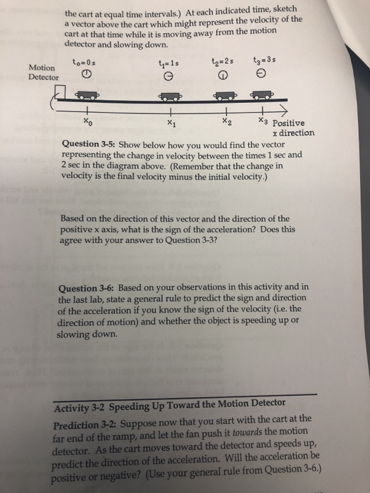 Solved the cart at equal time intervals.) At each indicated | Chegg.com