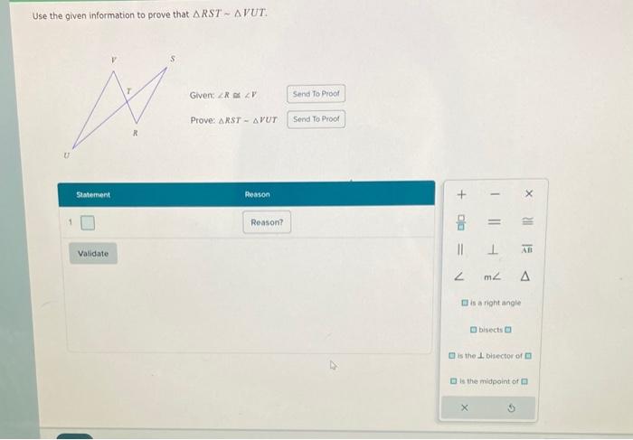Solved Use the given information to prove that RST - VUT. | Chegg.com