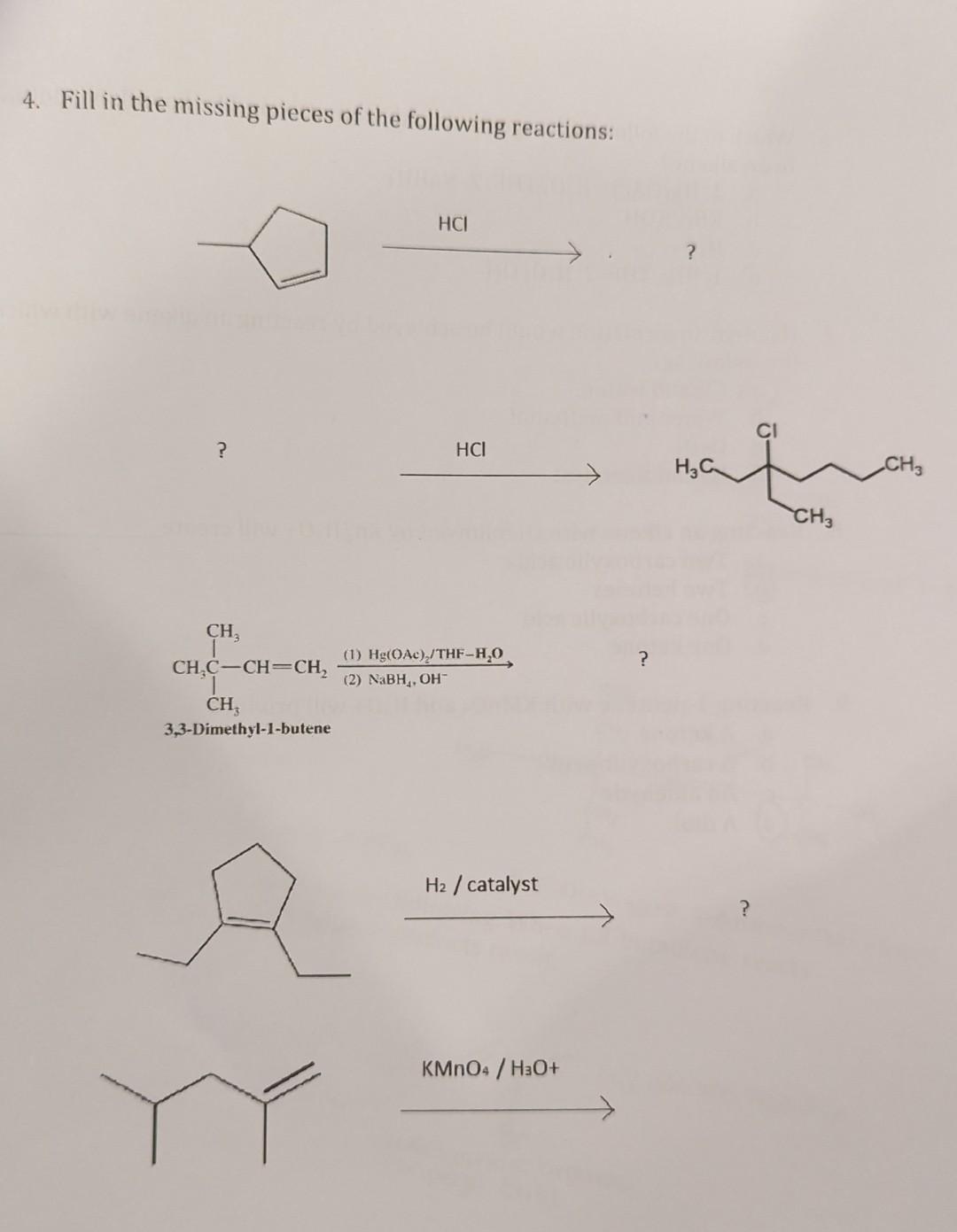 Solved 4. Fill in the missing pieces of the following | Chegg.com