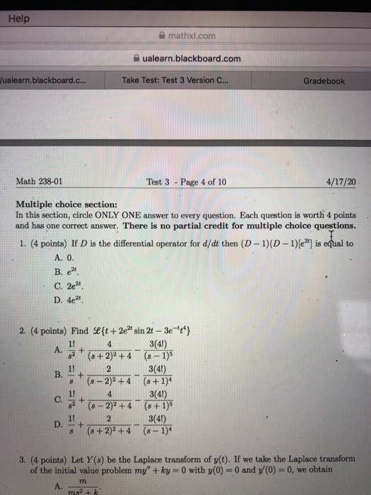 Help mathxl.com ualearn.blackboard.com | Chegg.com