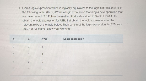 Solved ii. Find a logic expression which is logically | Chegg.com