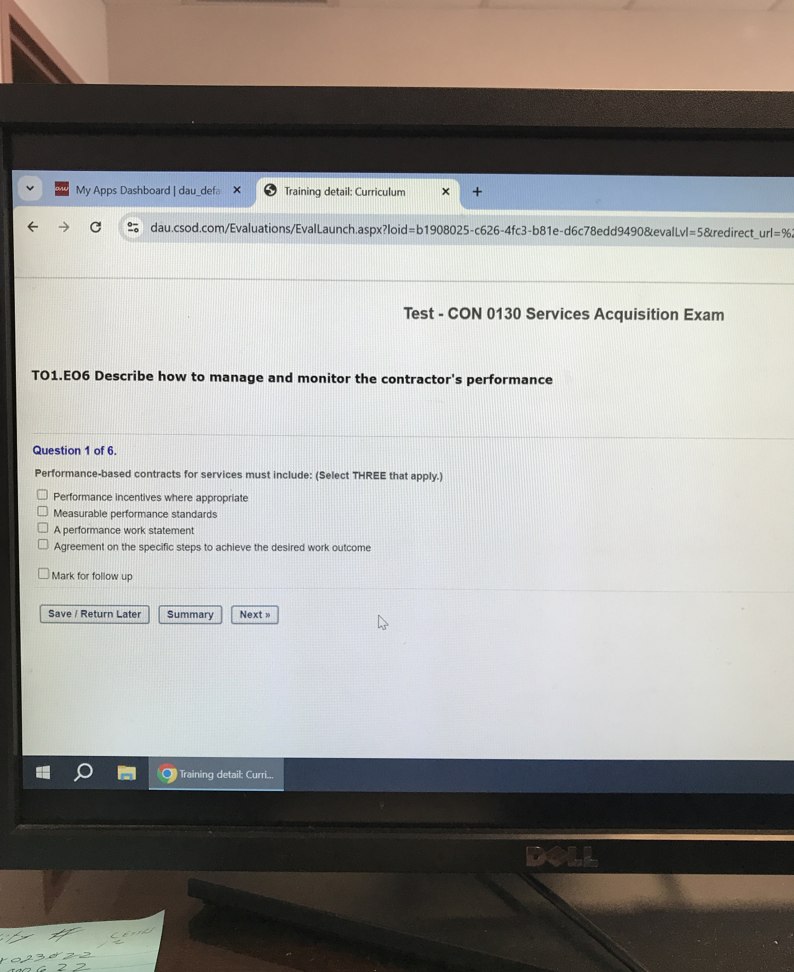 Solved Test - ﻿CON 0130 ﻿Services Acquisition ExamTO1.EO6 | Chegg.com