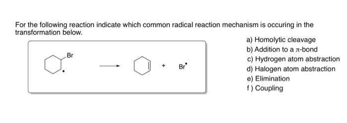 Solved For the following reaction indicate which common | Chegg.com