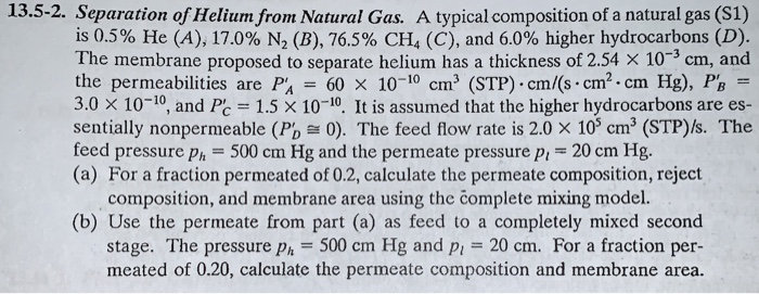 13.5-2. Separation of Helium from Natural Gas. A | Chegg.com