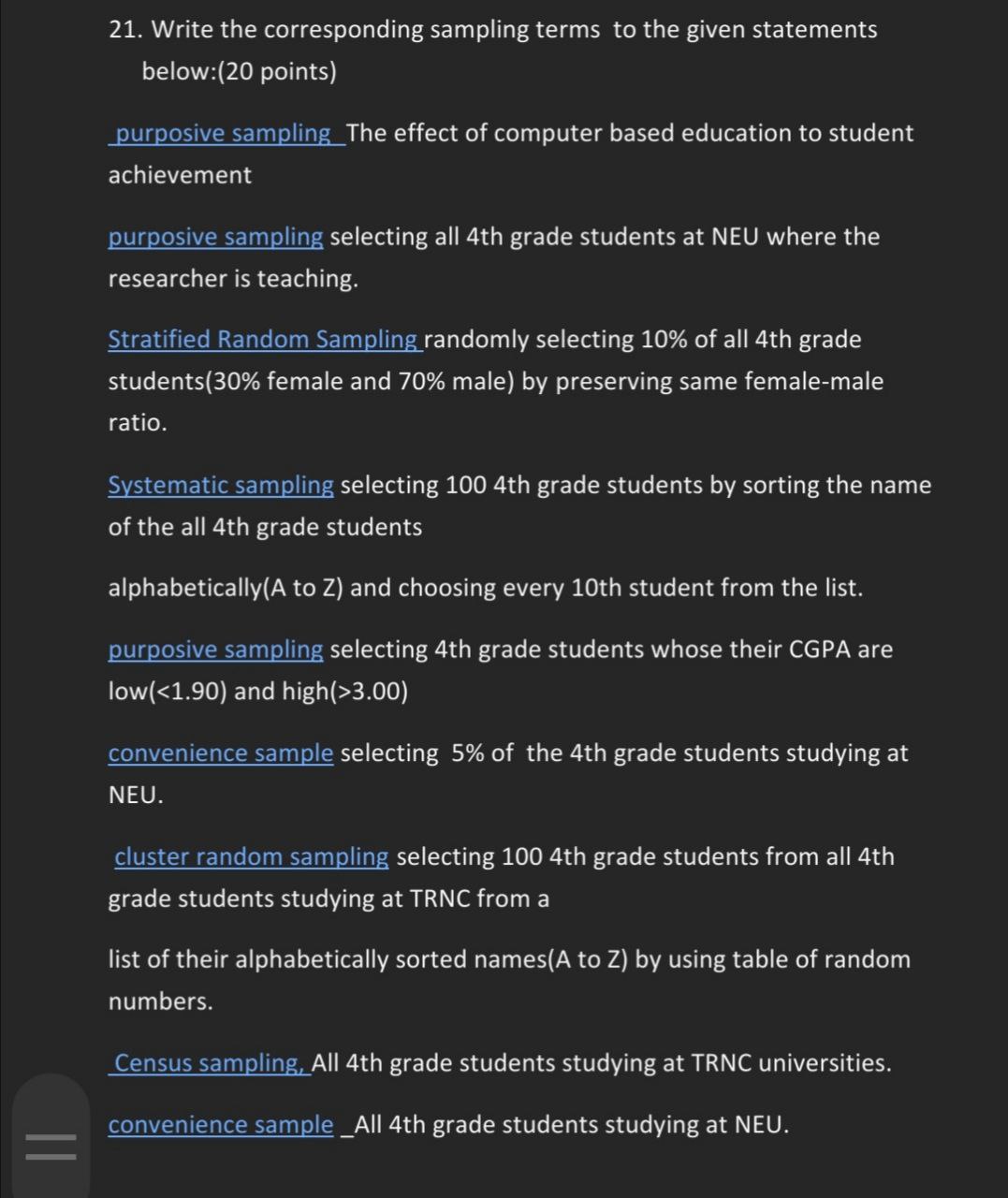 Solved Write the corresponding sampling terms to the given | Chegg.com