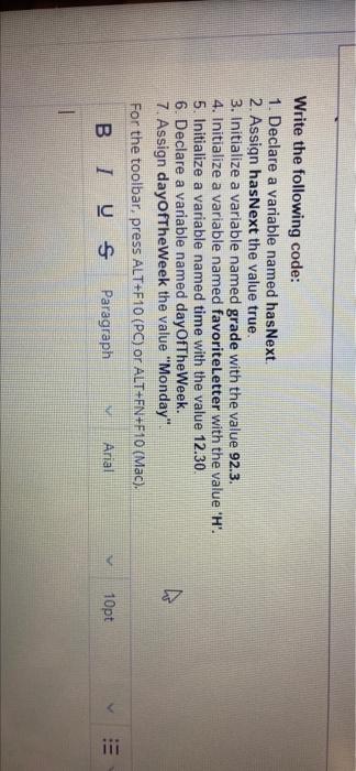 Solved Write the following code: 1. Declare a variable named | Chegg.com
