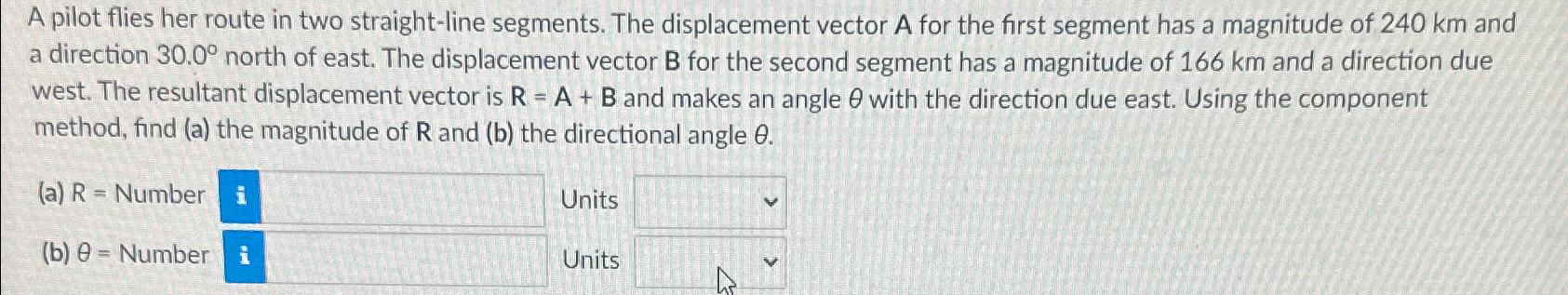 Solved A pilot flies her route in two straight-line | Chegg.com