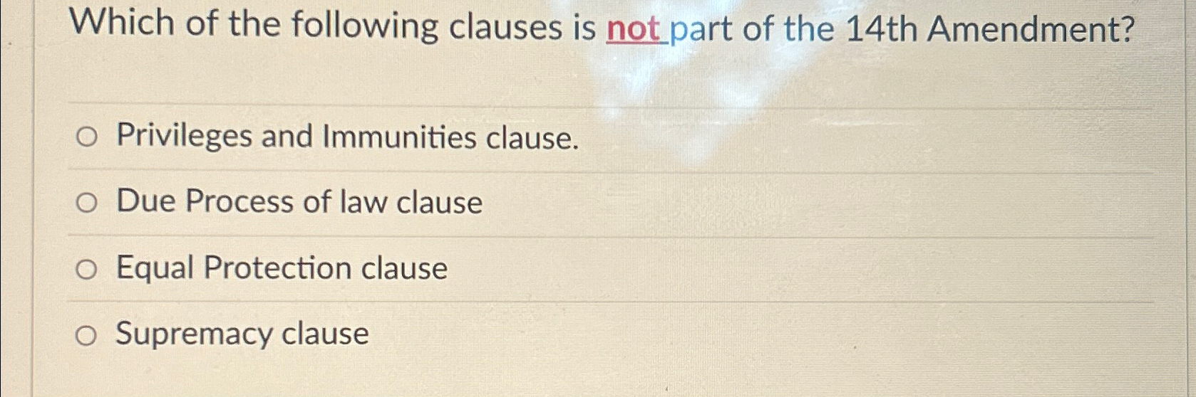 Solved Which of the following clauses is not part of the | Chegg.com