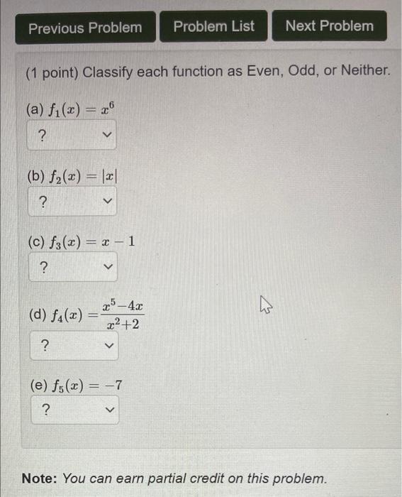 Solved Previous Problem Problem List Next Problem (1 point) | Chegg.com