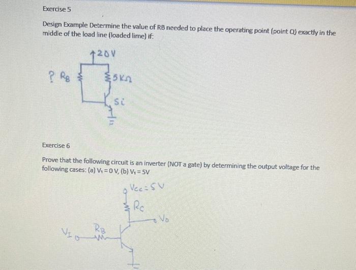 Solved Design Example Determine the value of RB needed to | Chegg.com