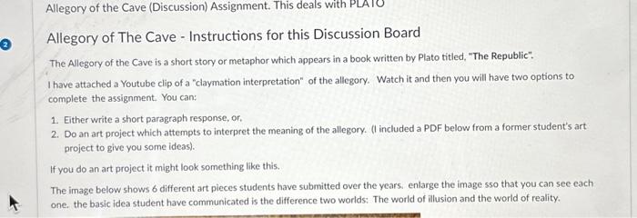 Allegory of the Cave (Discussion) Assignment. | Chegg.com