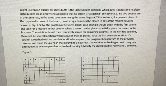 Solved (Eight Queens) A puzzler for chess buffs is the Eight | Chegg.com