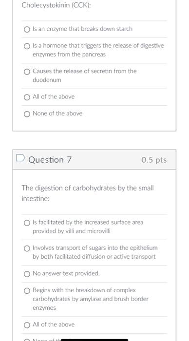 Solved Cholecystokinin (CCK): Is an enzyme that breaks down | Chegg.com