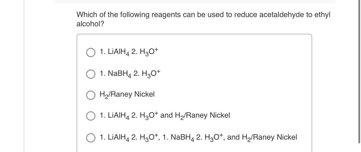 Solved Which of the following reagents can be used to reduce | Chegg.com