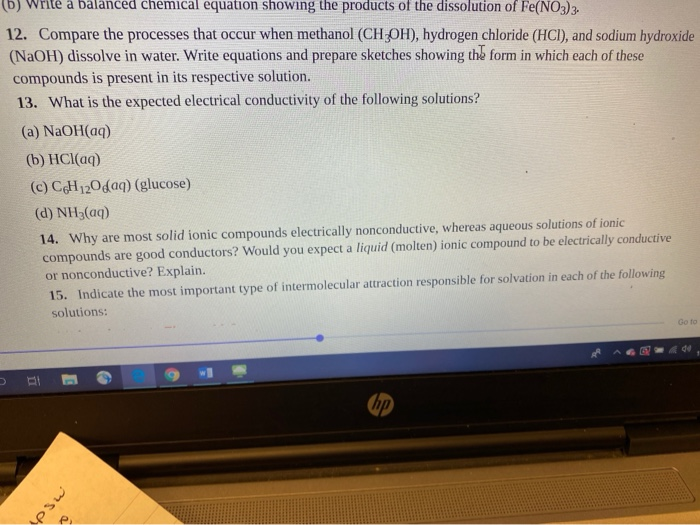 Solved B Write A Balanced Chemical Equation Showing The