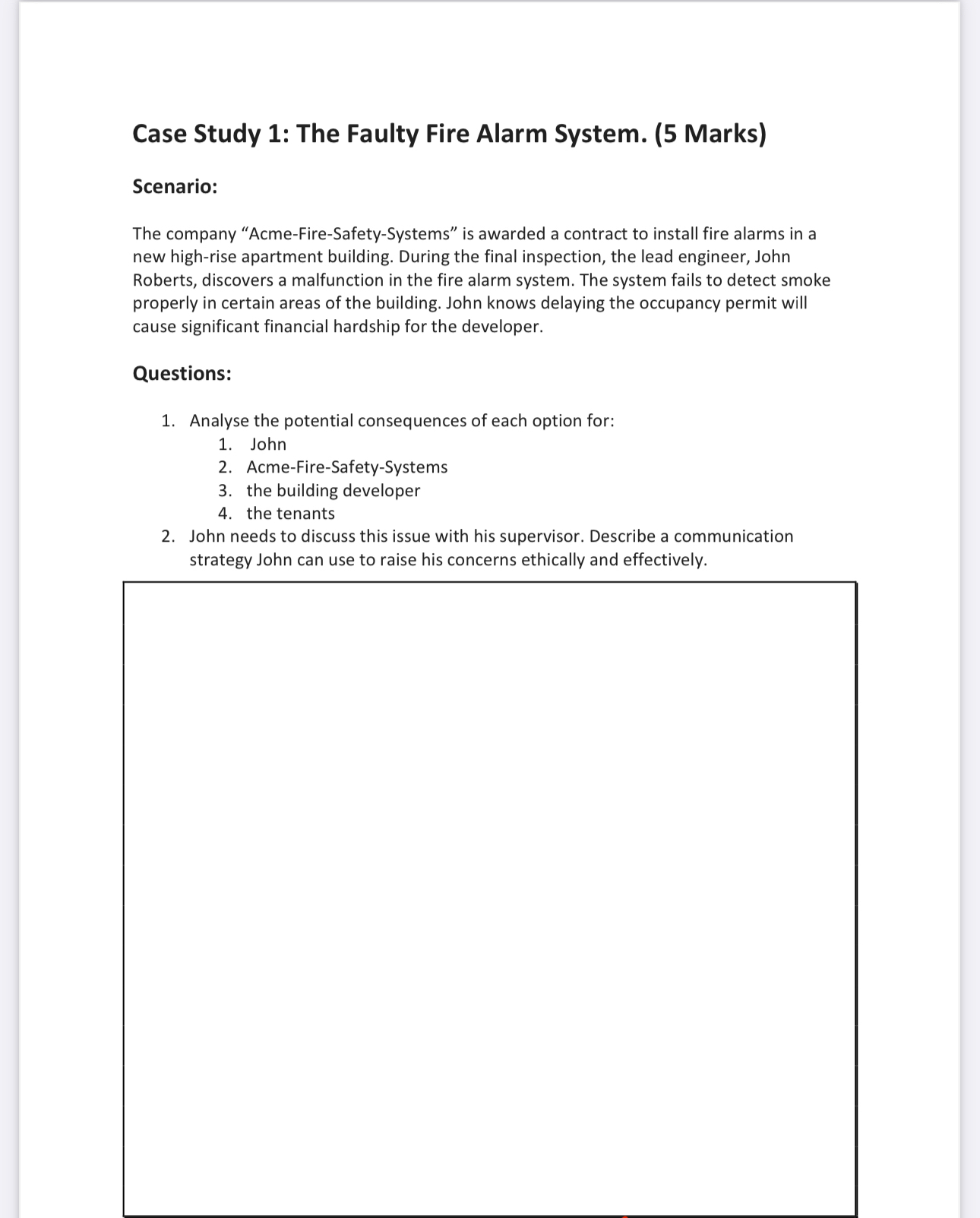 Solved Case Study 1: The Faulty Fire Alarm System. (5 | Chegg.com