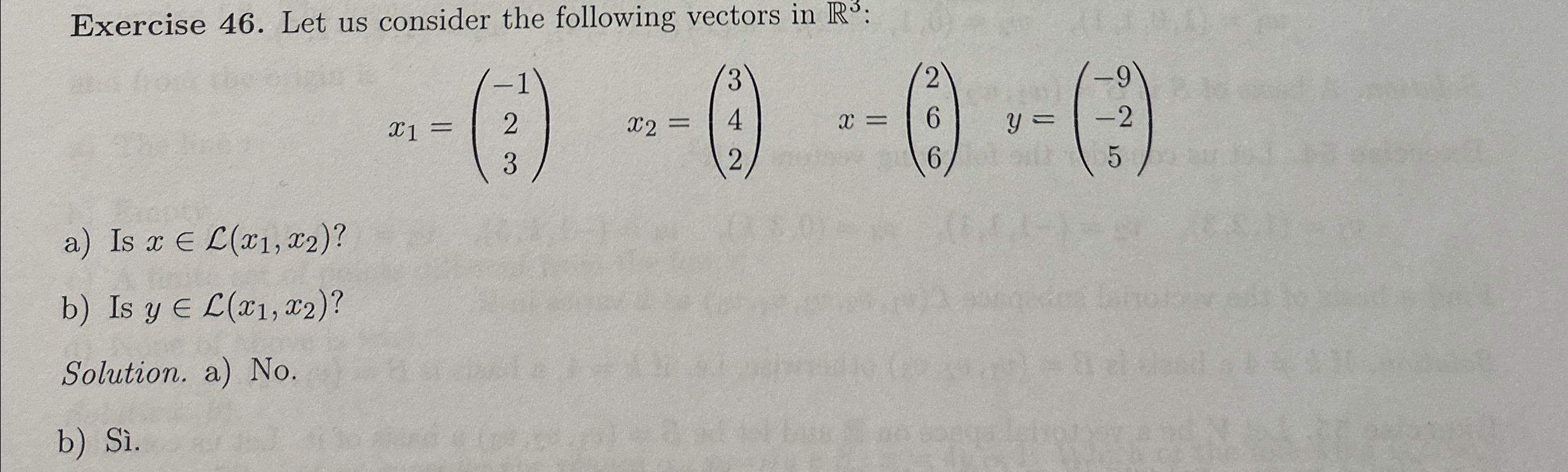 Solved Exercise 46. ﻿Let us consider the following vectors | Chegg.com