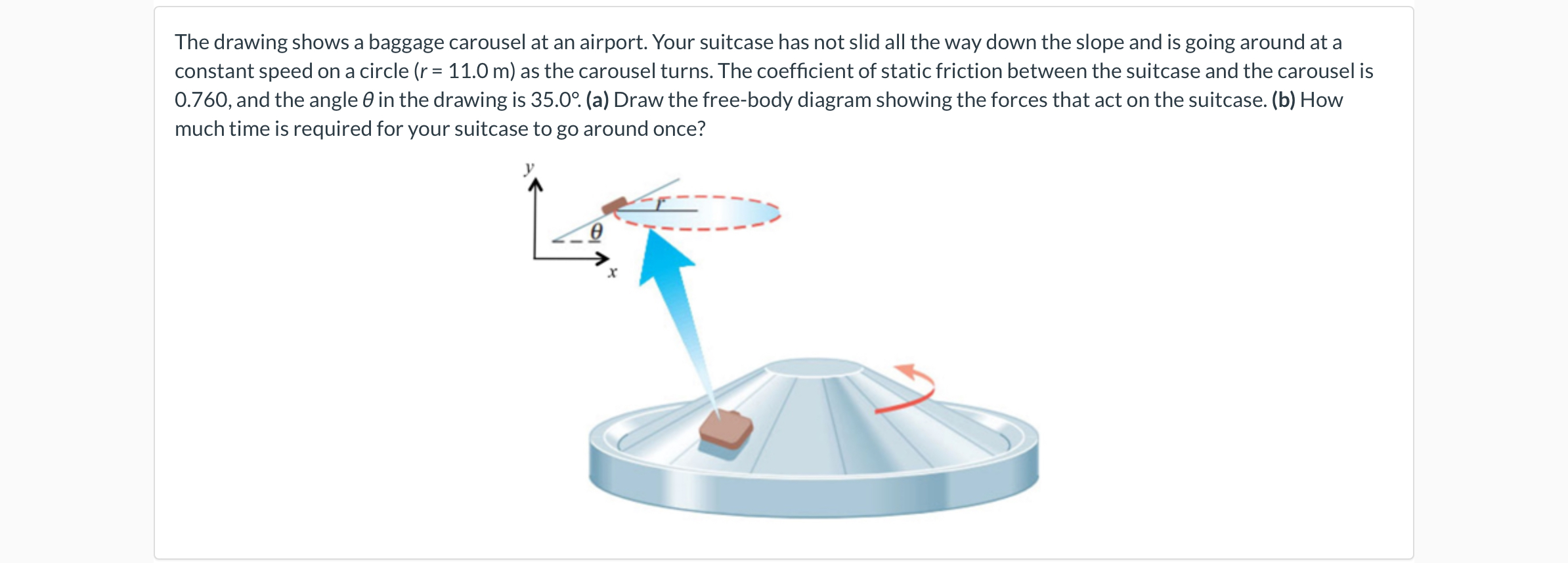 r=11.0m \theta in the drawing is 35.0\deg . (a) ﻿Draw | Chegg.com