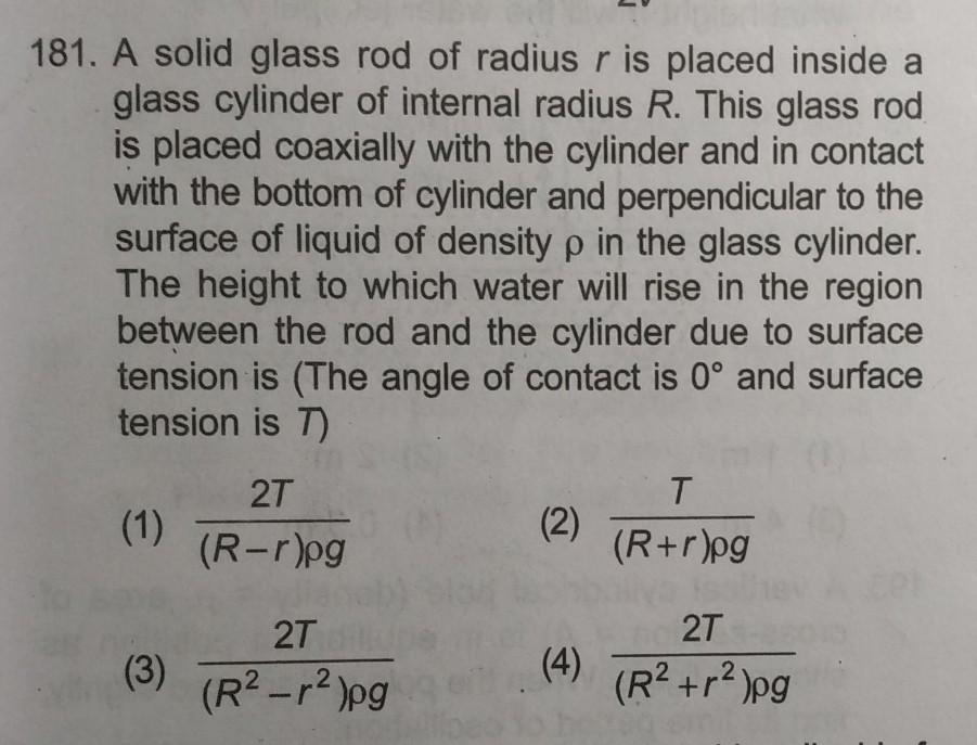 Solved 181. A solid glass rod of radius r is placed inside a | Chegg.com