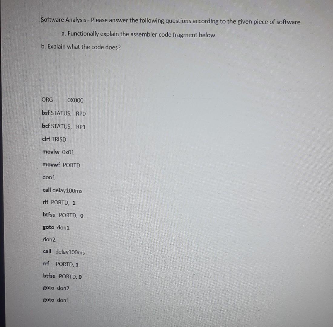 Solved Software Analysis - Please answer the following | Chegg.com