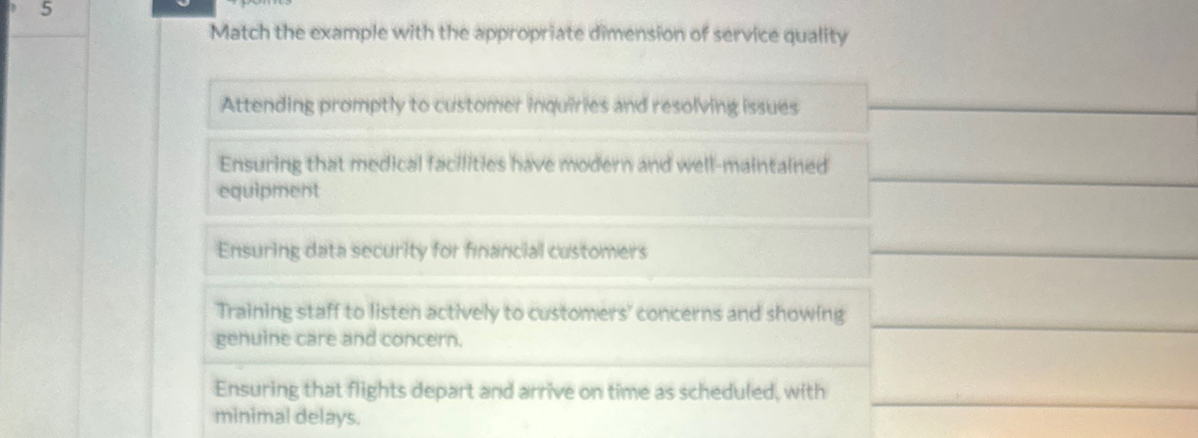 Solved 5Match the example with the appropriate dimension of | Chegg.com