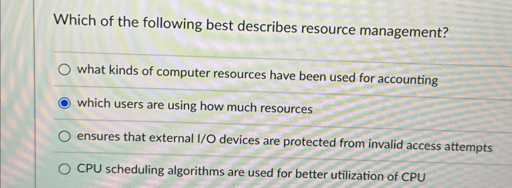 Solved Which of the following best describes resource | Chegg.com