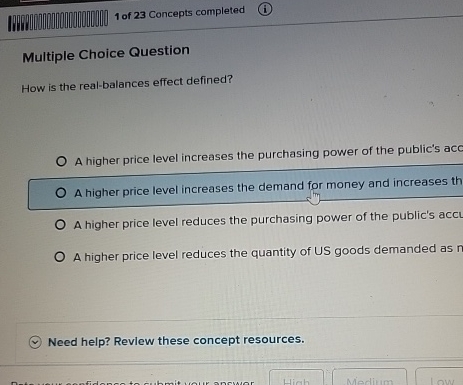 Solved 1 ﻿of 23 ﻿Concepts completedMultiple Choice | Chegg.com