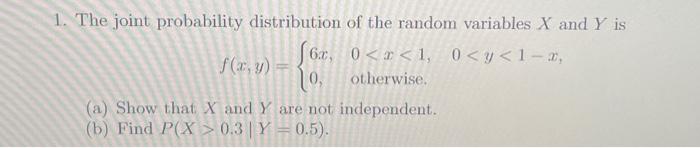 Solved 1. The joint probability distribution of the random | Chegg.com
