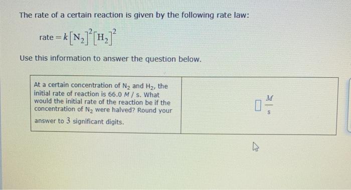 Solved The rate of a certain reaction is given by the | Chegg.com